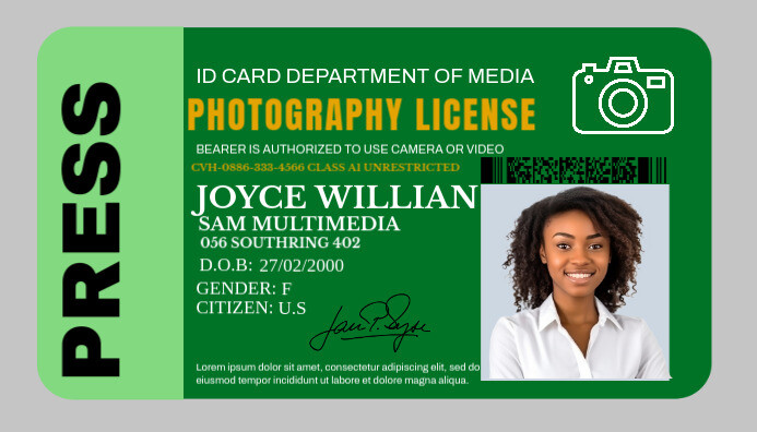 Copy of Grey Professional Press Card Business Card | PosterMyWall