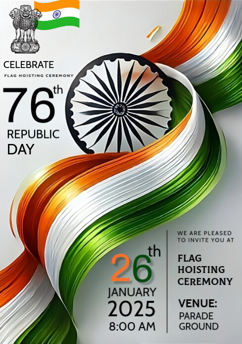 Grey Professional Republic Day Invitation A4 Template | PosterMyWall