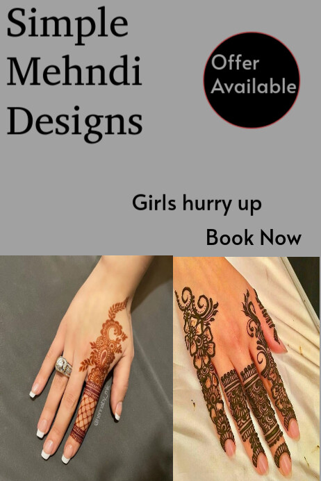 Grey Professional Simple Mehndi Designs Poster Template | PosterMyWall