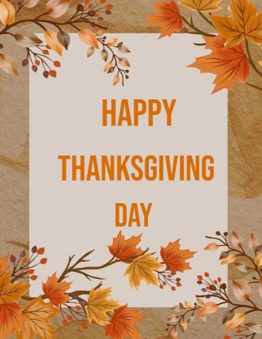 Plantilla de Grey Professional Thanksgiving Day Card Flyer (us Letter ...