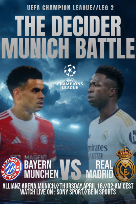 Grey professional uefa champions league match poster Template ...