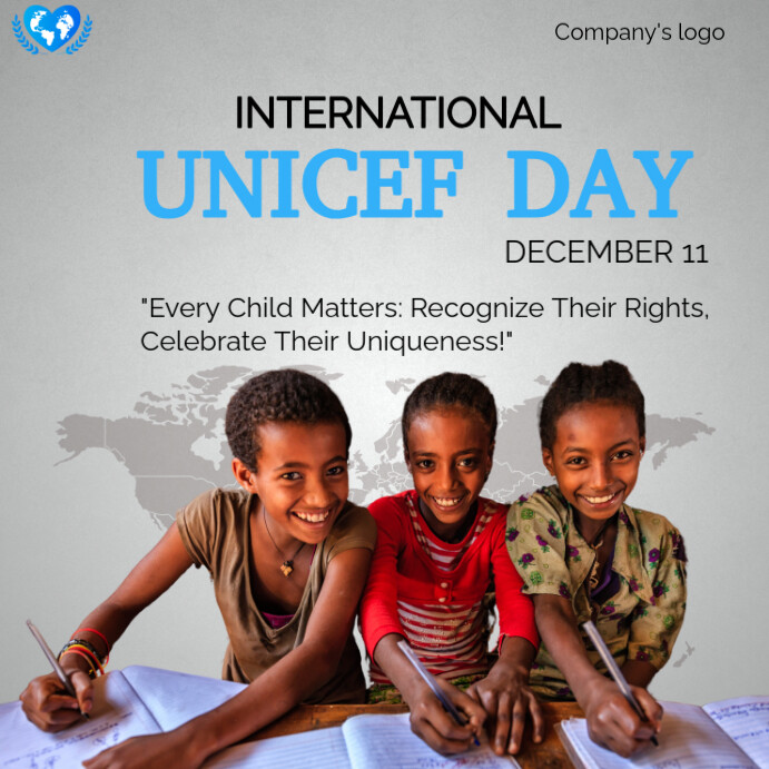 Grey Professional Unicef Day Square (1:1) Template | PosterMyWall