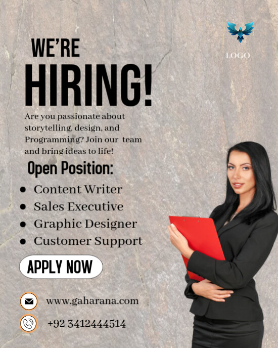 Grey Professional We Are Hiring Join Our Team Instagram Portrait เทมเพล ...