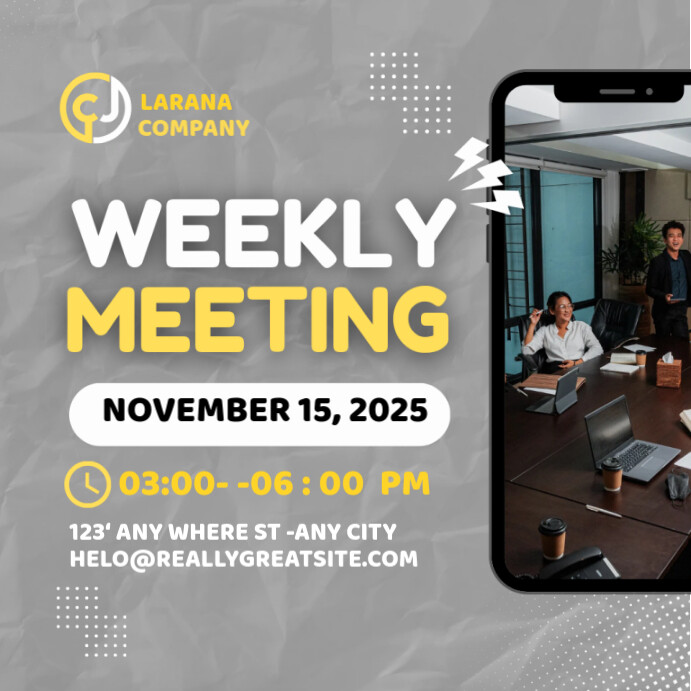 Grey Professional Weekly Meeting Post Instagram Post Template ...