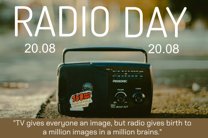 Grey Radio Day Poster Templat | PosterMyWall