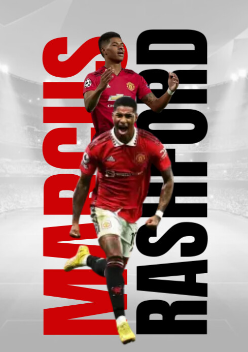 grey red soccer player poster Template | PosterMyWall
