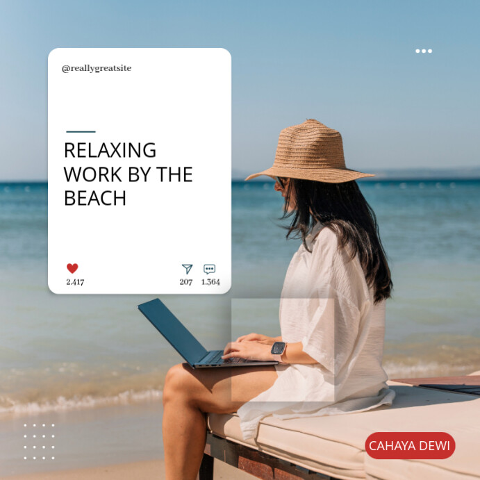 Grey Relaxing World By The Beach Instagram Post Template | PosterMyWall