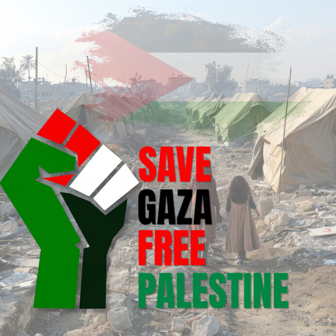Copy of Grey Save Gaza,free Palestine Instagram Post | PosterMyWall
