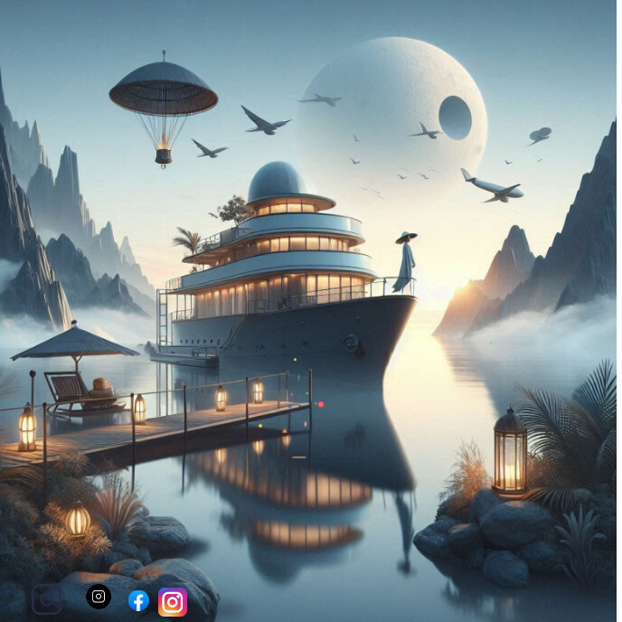 Grey Sea And Boat Album Cover Template | PosterMyWall