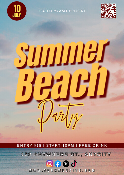 Plantilla de Grey Summer Beach Party A3 | PosterMyWall