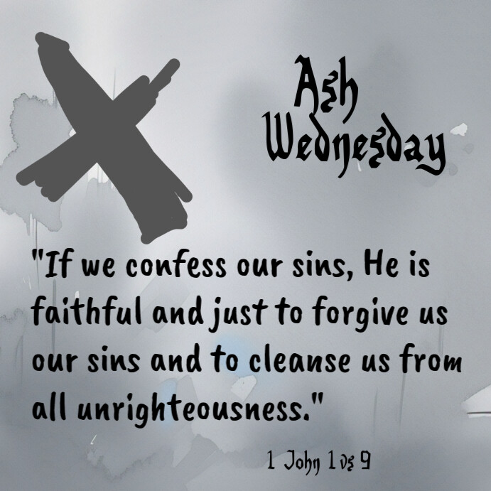 Grey Typographic Ash Wednesday Bible Verse Instagram Post Template ...