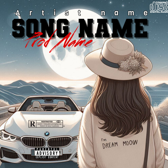 Modèle Grey Typographic Bmw Car Alone Girl Song Mixtape Album Cover ...