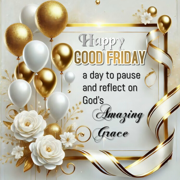 Grey Typographic Good Friday Flyer Design Instagram Post Template ...