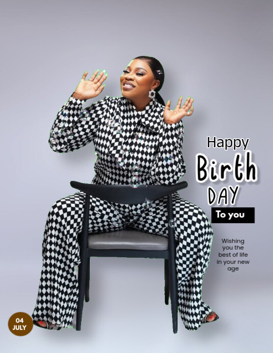 Grey Typographic Happy Birthday Design Flyer (us Letter) Template | PosterMyWall