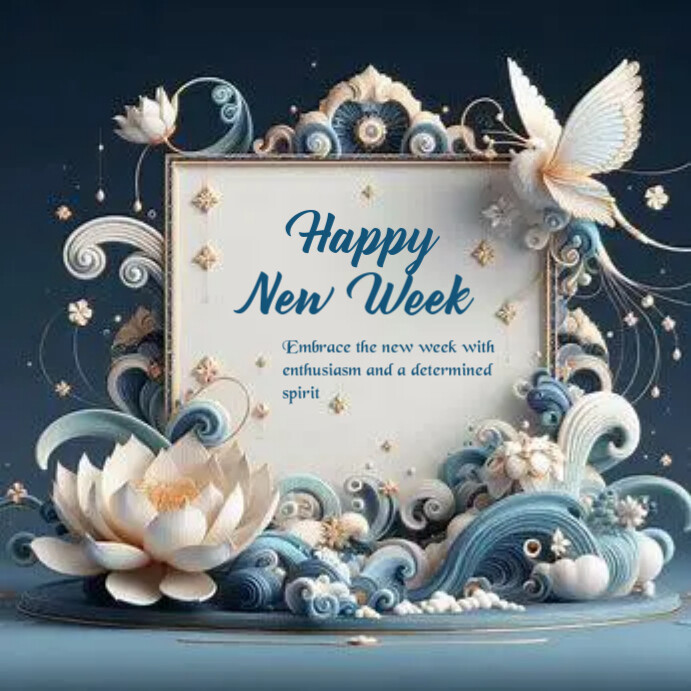 Grey Typographic Happy New Week Instagram Post Template | PosterMyWall