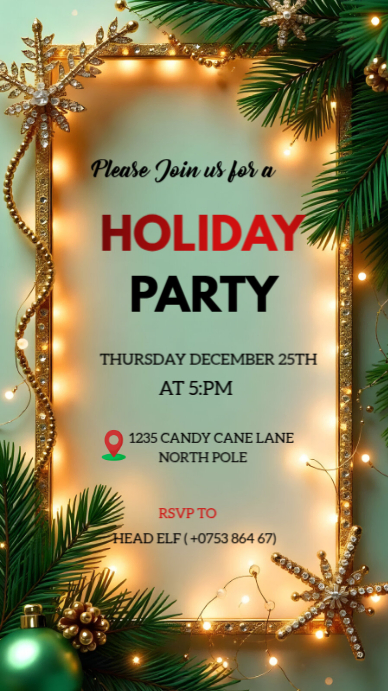 Grey Typographic Holiday Party Design Digital Display (9:16) Template ...