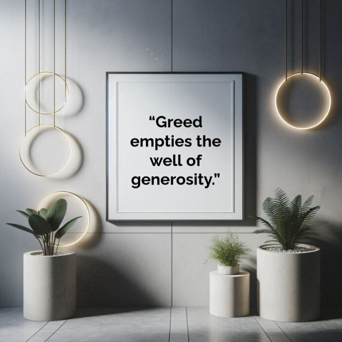 Grey Typographic Inspirational Greed Quotes Square (1:1) Templat ...