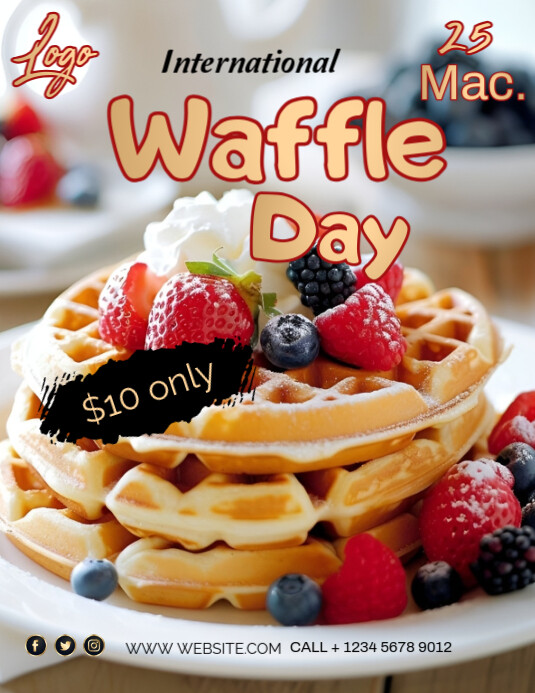 Grey Typographic International Waffle Day Flyer (us Letter) Template ...