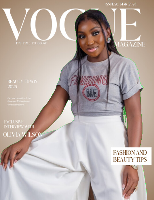 Grey Typographic Magazine Cover Model Flyer (us Letter) Template ...