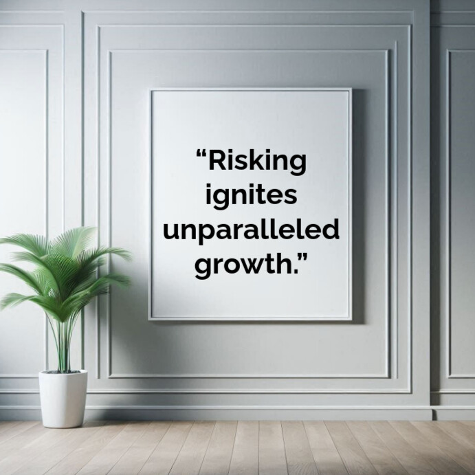 Grey Typographic Motivational Risk Quotes Square (1:1) Template ...