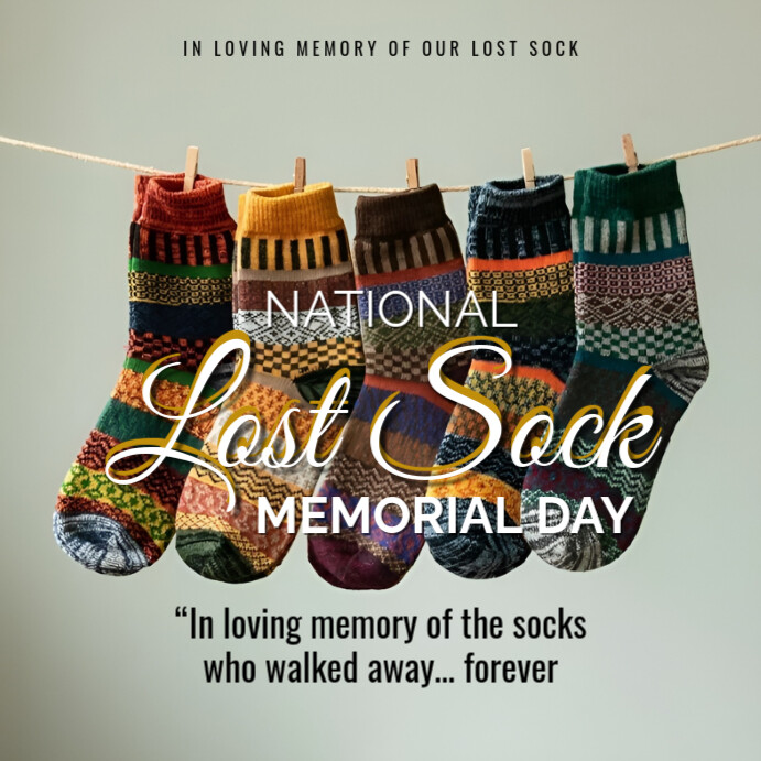 Grey Typographic National Lost Sock Memorial Day Instagram Post ...