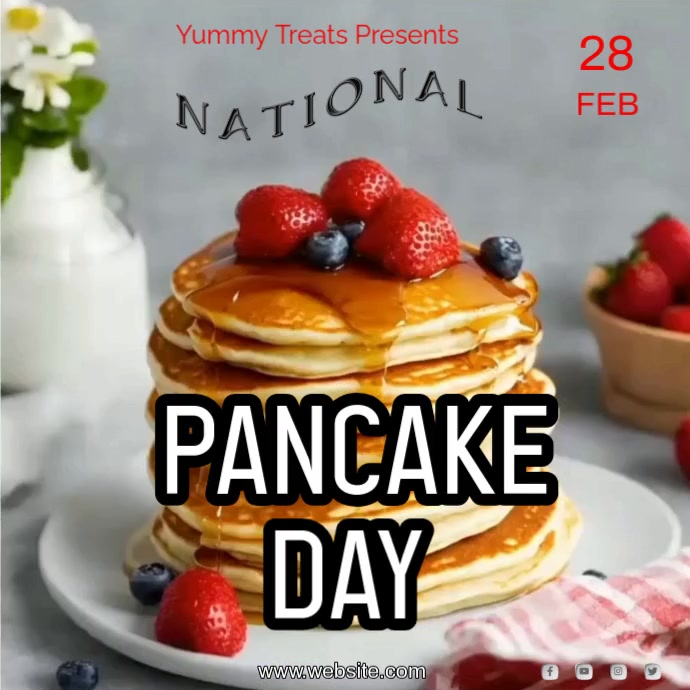 Grey Typographic National Pancake Day Instagram Post Template ...