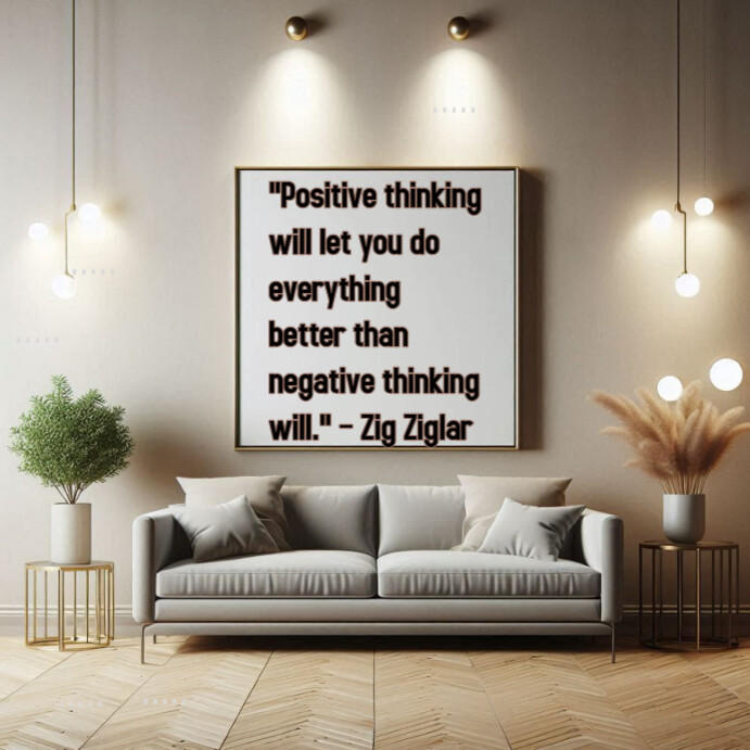 Grey Typographic Positive Thinking Quote Instagram Post Template ...
