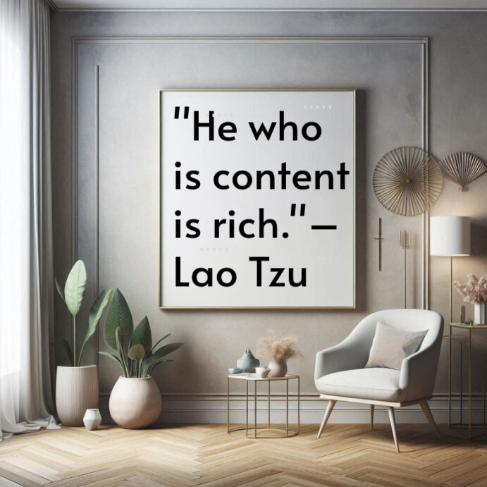 Plantilla de Grey Typographic Simplicity And Contentment Quote ...