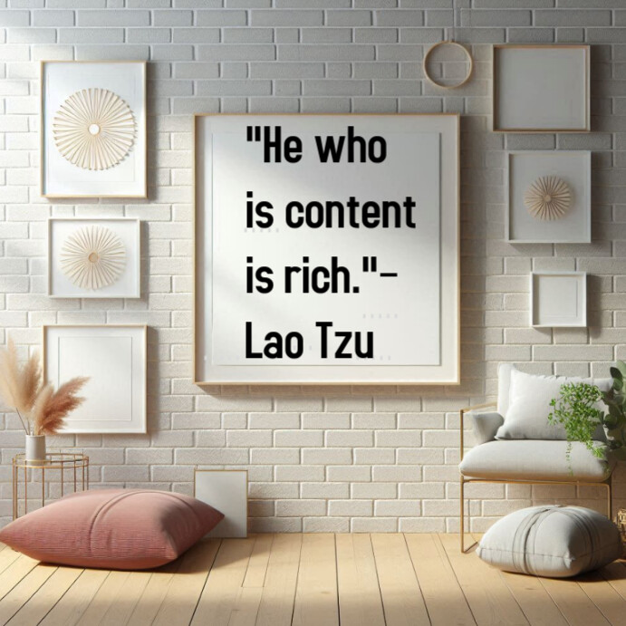 Plantilla de Grey Typographic Simplicity And Contentment Quote ...