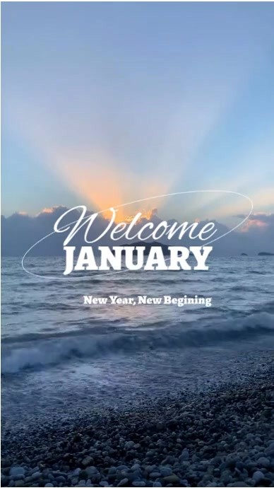Grey Typographic Welcome January Facebook Story Template | PosterMyWall