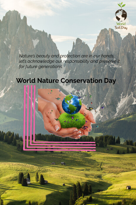Grey Typographic World Nature Poster Template | PosterMyWall