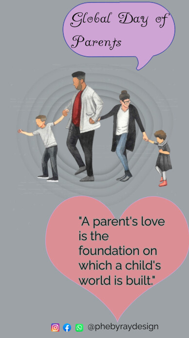 Grey Typography Global Day Of Parents Instagr Template | PosterMyWall