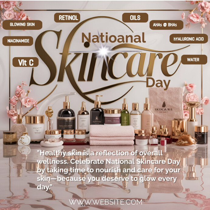 Grey Typography National Skincare Day Instagr Template | PosterMyWall