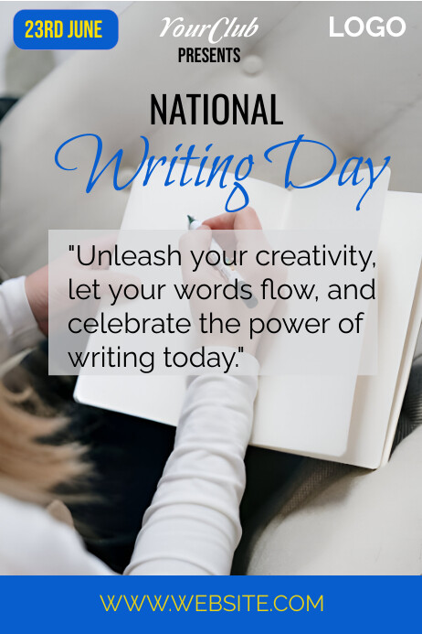 Grey Typography National Writing Day Poster Template | PosterMyWall