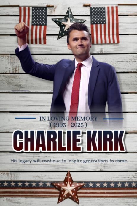 Grey Vintage Charlie Kirk Poster Template | PosterMyWall