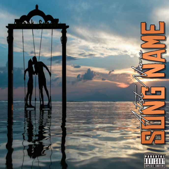 Grey Vintage Couple Love On Beach Mixtape Cover Album Cover Template ...