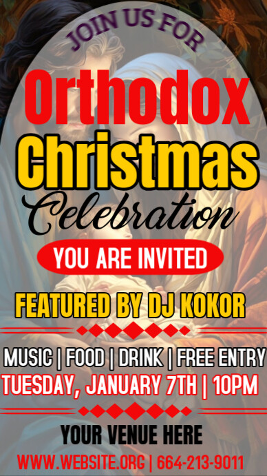 Copy of Grey Vintage Orthodox Christmas Celebration Flyer Instagram ...