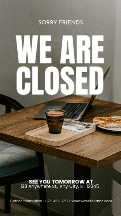 Plantilla de Grey We Are Closed Instagram Story | PosterMyWall