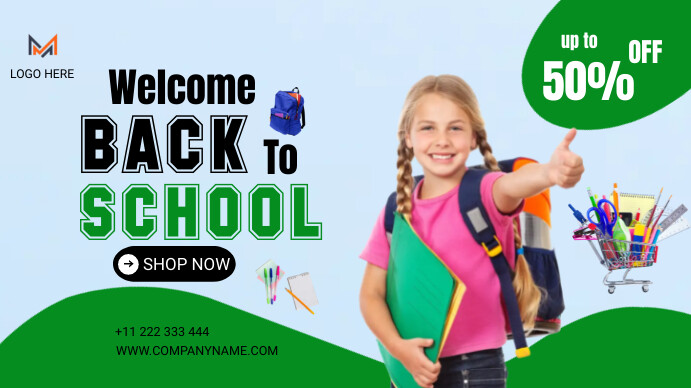 Grey Welcome Back To School Sale Digital Disp Template | PosterMyWall