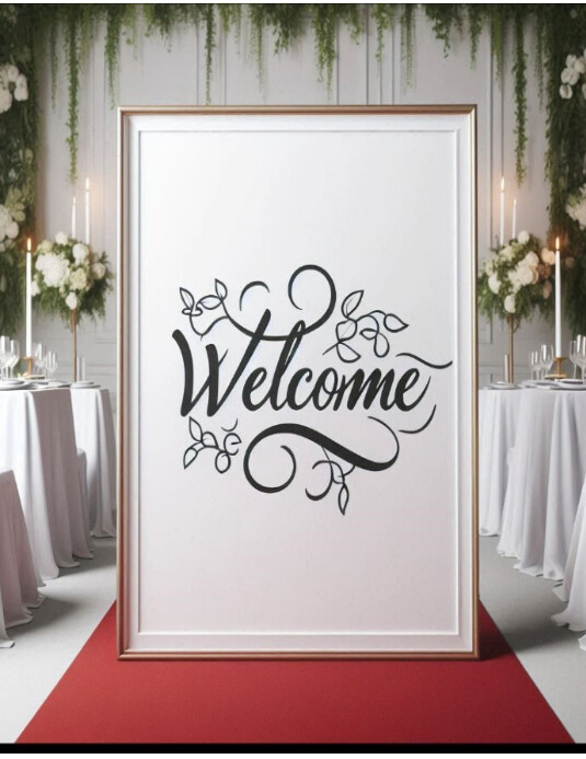 Grey White "welcome" Frame For Red Carpet Dinner Party. Flyer (us ...
