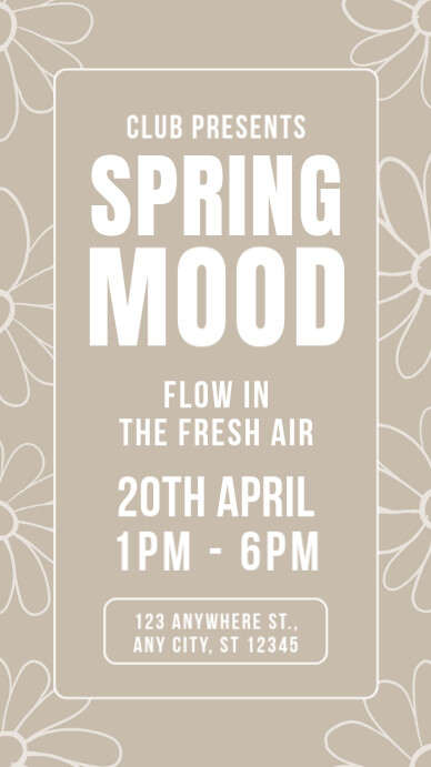 Grey White Floral Typographic Spring Break Celebration Event Festival ...