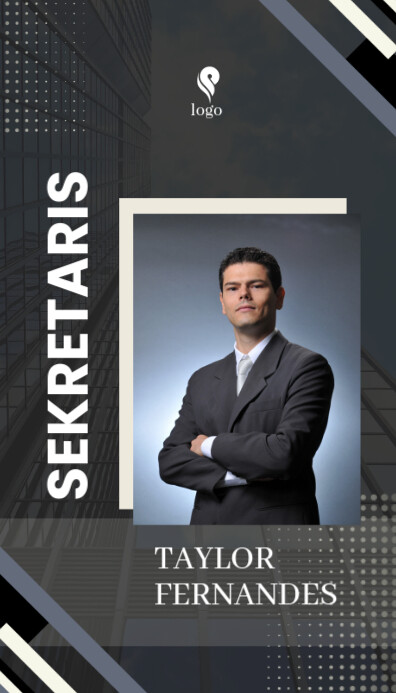 Grey White Modern Abstract Secretary ID Card Template | PosterMyWall