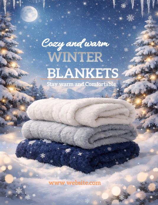Grey Winter Blankets Flyer Template | PosterMyWall