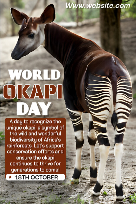 Modèle Grey World Okapi Day Poster | PosterMyWall