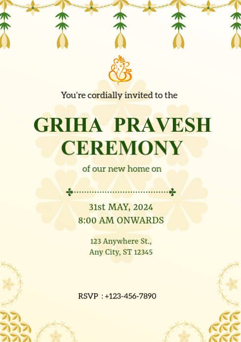 GRIHA PRAVESH CEREMONY Template | PosterMyWall