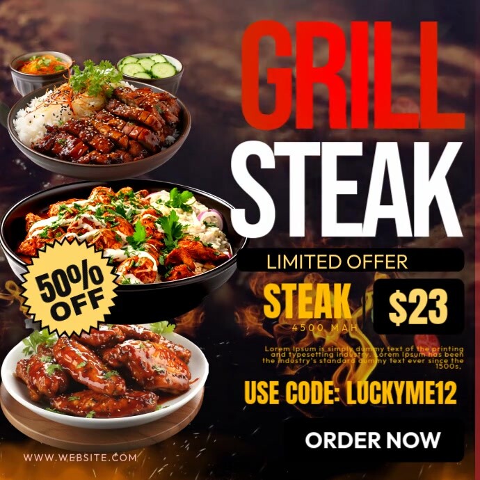 Copy of Grill Steak Menu Best Deals | PosterMyWall