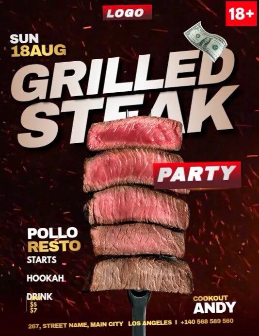 Plantilla de Grill Steak Menu Video Ads | PosterMyWall