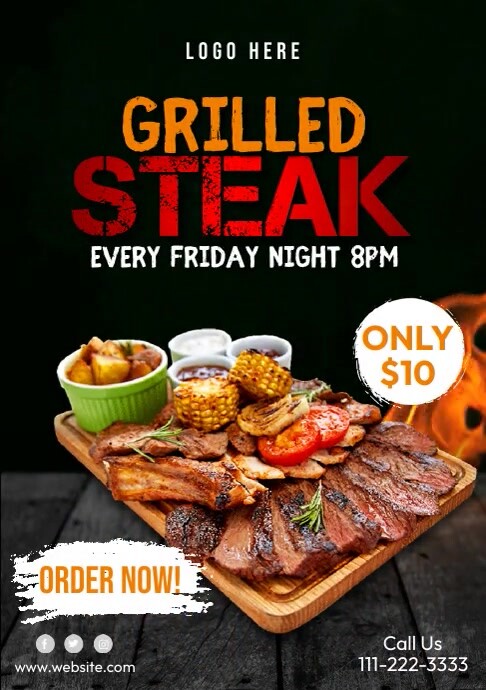 Grille Steak Ads Template | PosterMyWall