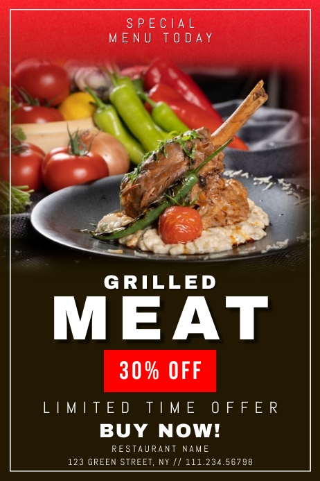 Grilled beef Template | PosterMyWall