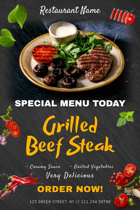 Copy of Grilled beef steak | PosterMyWall